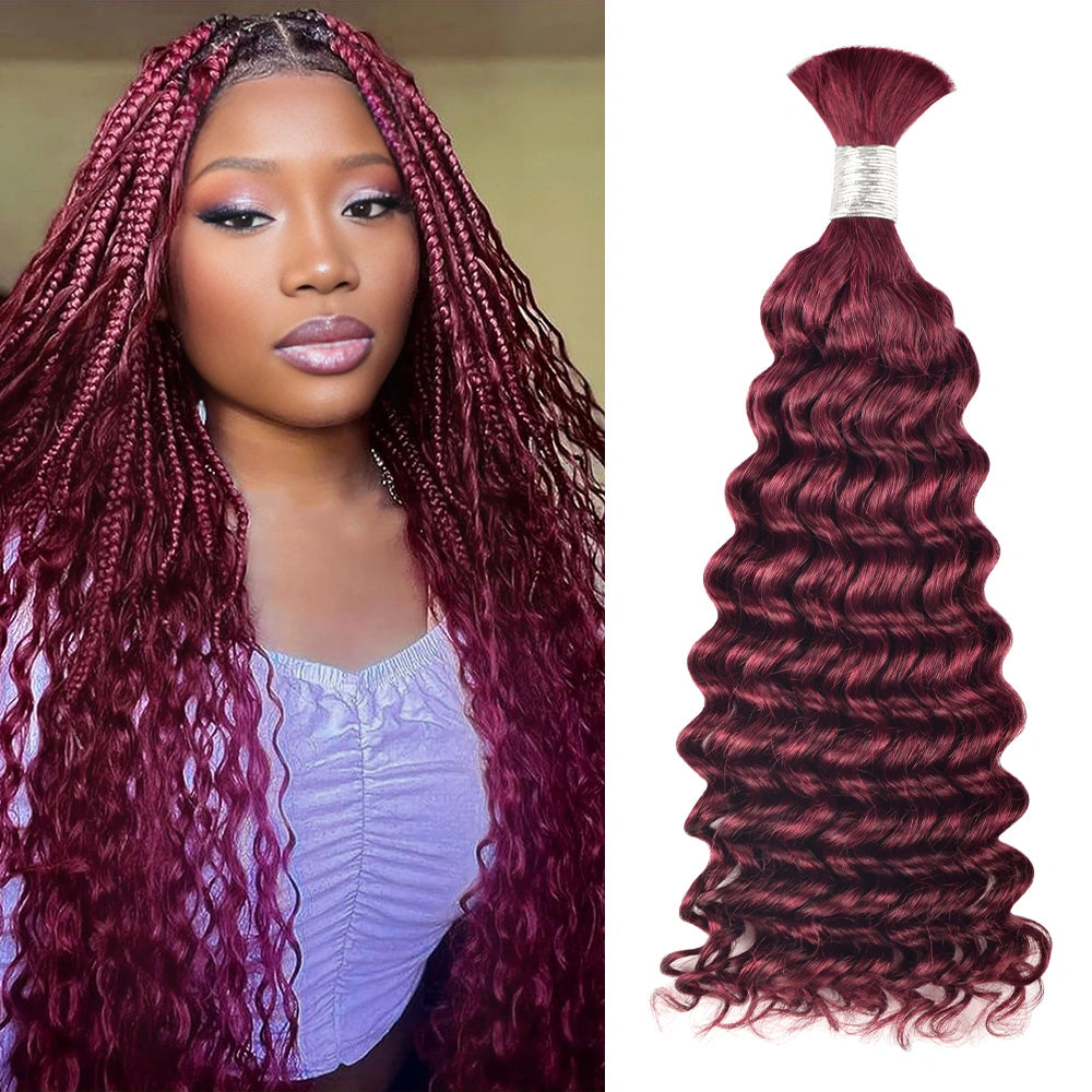 #99J Burgundy 100% Human Hair Braid Styles CVOHAIR